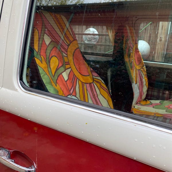 70s Hippie Retro Groovy Car Seat Covers, Mid Century Modern 70s Flower ...
