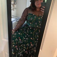 Embroidery Green Floral Wedding Dress Plus Size Embroidered Flower ...