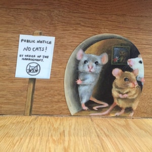 No Cats Scaredy Mice Mouse hole Wall Sticker / Decal cute | Etsy