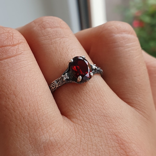Oval Sapphire Branch Engagement Ring, Unique Twig Ring With Sapphire ...