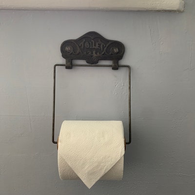 Art Nouveau Cast Iron Toilet Roll Holder Old Heavy Vintage Style Toilet ...