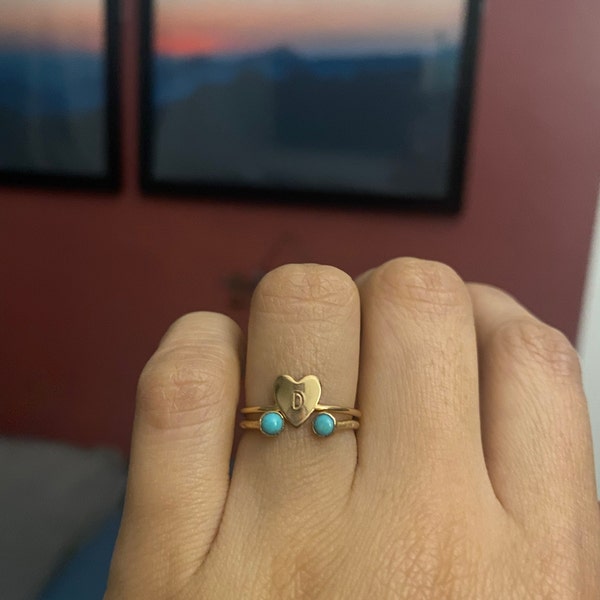 Gold Open Gemstone Ring - Double Opal Ring, 14k Gold Filled Ring ...