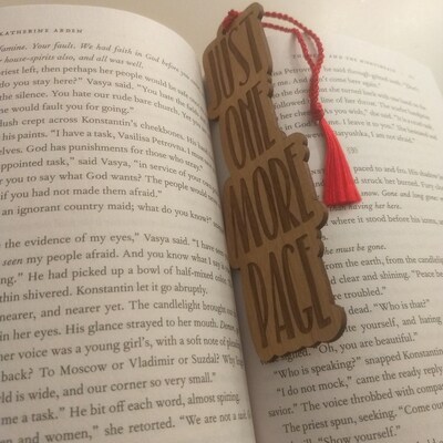 Wood Bookmark Just One More Page Laser Engraved Alder Wood Book Mark ...