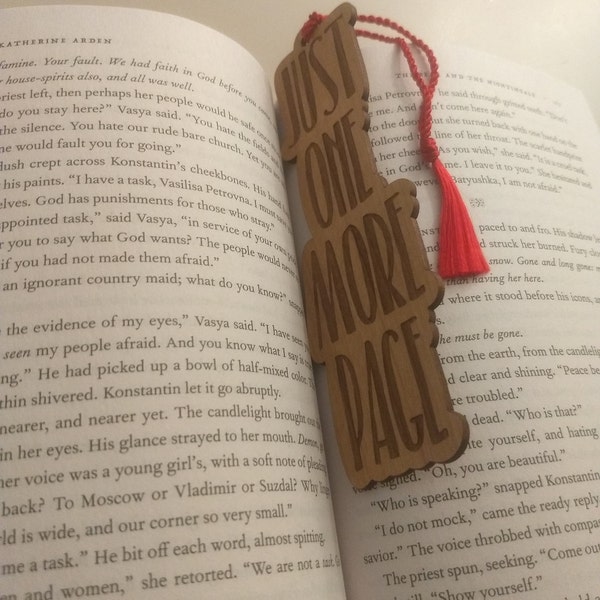 Wood Bookmark - Just One More Page - Laser Engraved Alder Wood Book ...