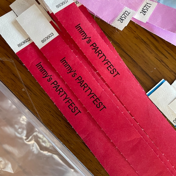 500 Personalised Paper Wristbands Custom Text Tyvek Bands Hen Stag ...