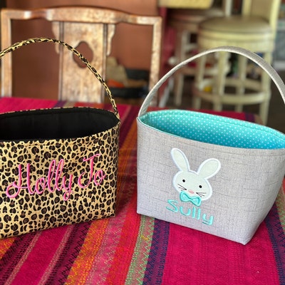 Leopard / Cheetah Fabric Basket Bucket Easter Basket Personalization ...