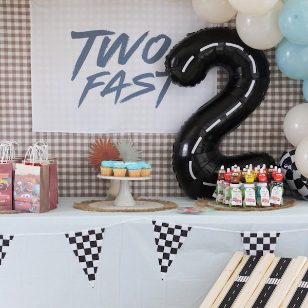 Two Fast Birthday Backdrop, Two Fast Birthday Banner, Race Car Birthday ...