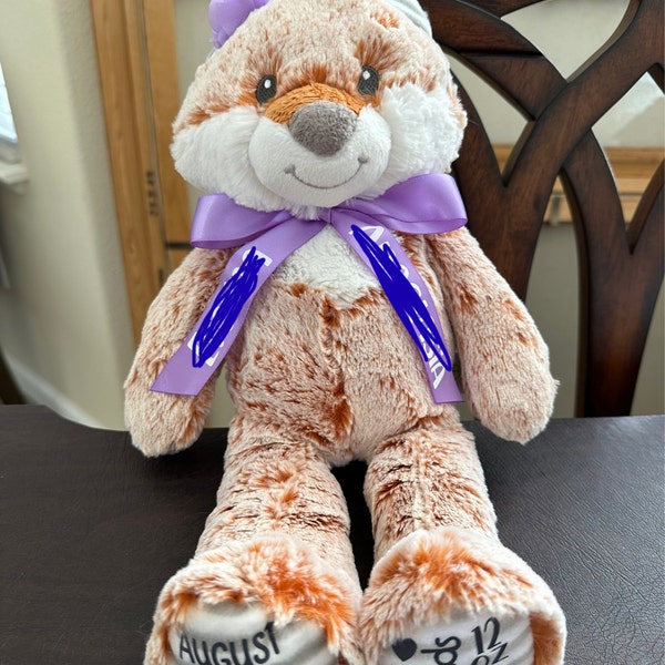 Fox Birth Stats Stuffed Animal, Personalized Plush Fox Birth ...