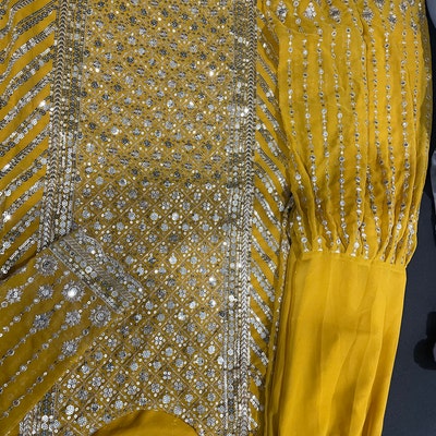 Outstanding Perrot Color Sequence Embroidery Work Top Lehenga Suit ...