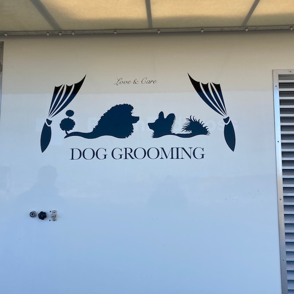 Dog Grooming Vinyl Wall Decal Pet Beauty Salon Groomer Stickers Mural ...