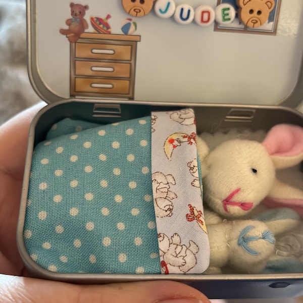 Bunny Plush Mummy and Baby Bunnies in Pocket Tin: Role Play Sibling ...