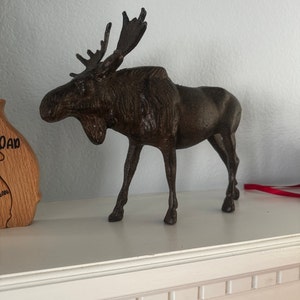Cast Iron Moose Head Wall Mount Elk Deer Venison Rustic Cabin Art Faux ...