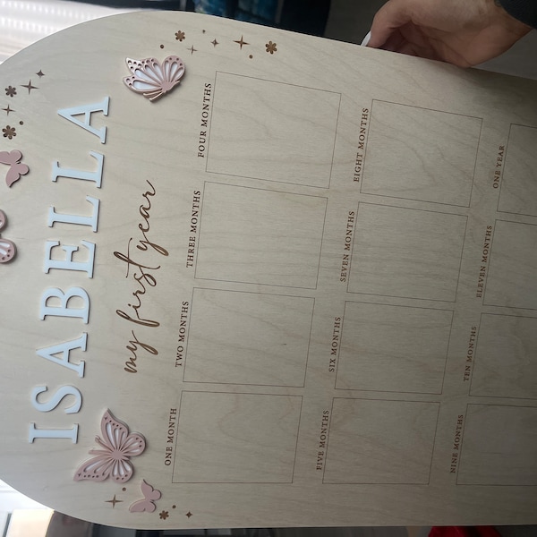 First Year Birthday Board one Year of My First Year 12 Months Photo ...