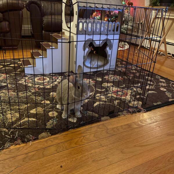 Wooden Rabbit House, Two Storey Rabbit Castle, Modern Rabbit Furniture ...