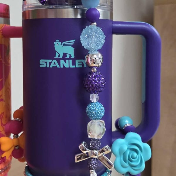 Ribbon Rosa Stanley Tumbler Bow Straw Topper Pink Roses Stanley Cup Bow ...