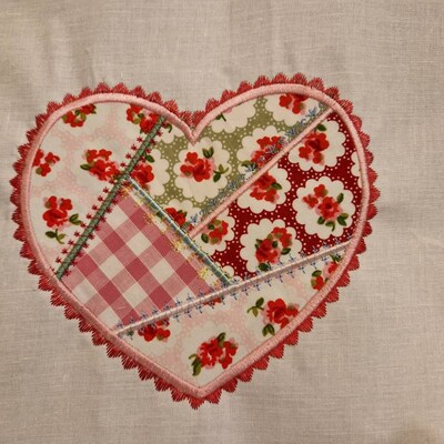 Crazy Patch Heart Machine Applique Design, Valentines Day Embroidery ...