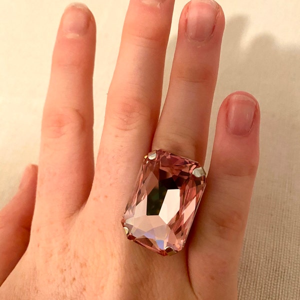 Aquamarine Blue Ring, Large Crystal Ring, Oversize Cocktail Ring ...