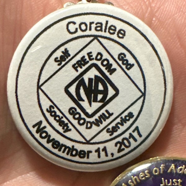 Personalized NA Keychain - Recovery Themed Button-style Keychains ...