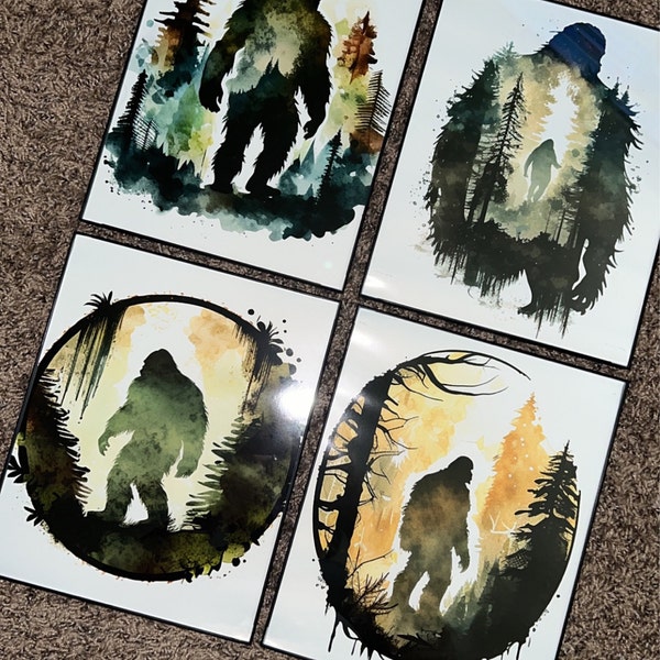 Sasquatch Clipart: BIGFOOT WATERCOLOR DOWNLOADS Set of 4 300dpi Png ...