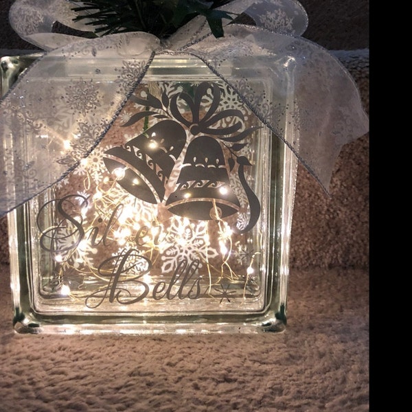 Beautiful Glass Block Decals/ Christmas Vinyl Decals/ Silver Christmas ...