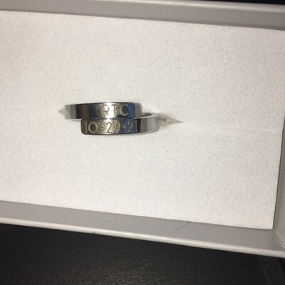 Custom Wrap Around Name Initial Date Message Engraved Women Stackable ...