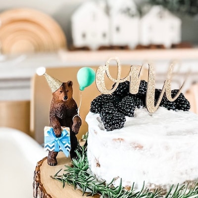 Grizzly Bear Cake Topper, Camping Theme Party Bear, Safari Party Animal ...
