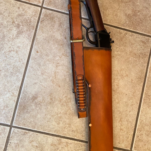 Mahogany Leather Model 94 Lever Action Rifle Scabbard, Rifle Carrier ...