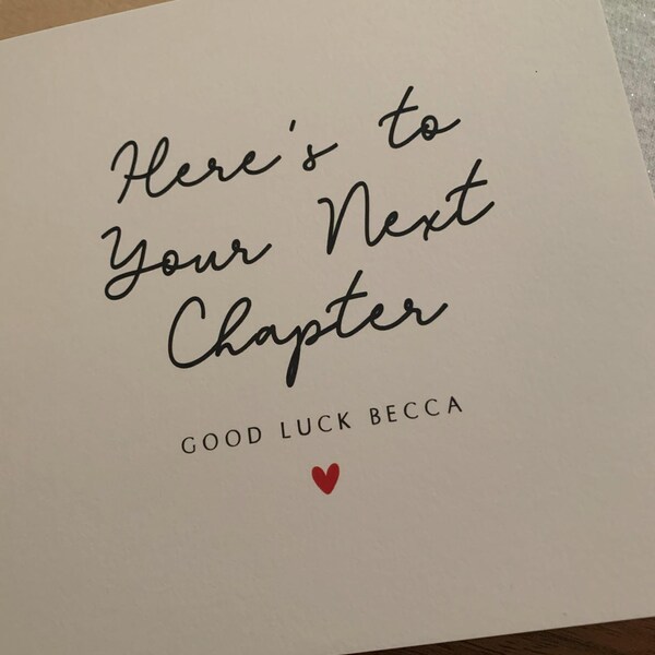 Here's to Your Next Chapter Card, Personalised Leaving Card - Etsy UK