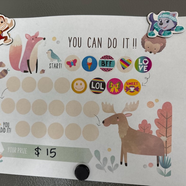 Printable Rainbow Reward Chart, Girl's Sticker Chart, Instant Download ...