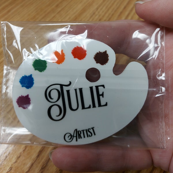 Artist's Name Tags, Palette Shaped Name Badges, Custom Printed Name ...