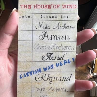 ACOTAR House of Wind Library Card Bookmark A Court of Thorns and Roses ...