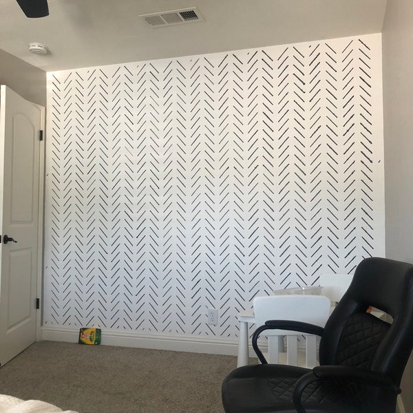 Herringbone Klein geometrisch wandschablone - XL 21.6"x39" Stencil ...