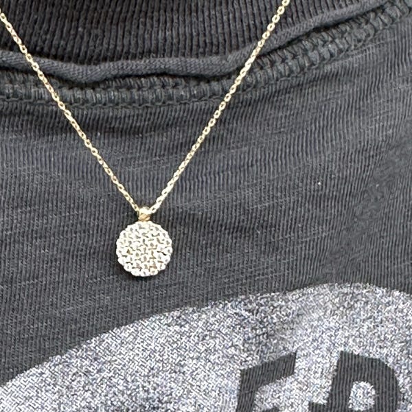 Elegant Pave Necklace: 14K Solid Gold Pave Circle Jewelry, Dainty ...
