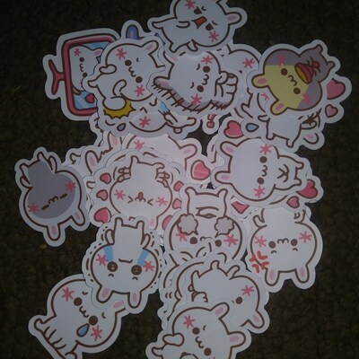 40 PCS Pink & White Bunny Sticker Pack Kawaii Sticker Cute Rabbit ...