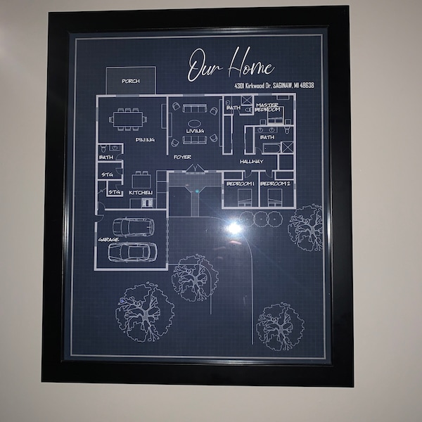 Custom Digital House Plan Artwork, Blueprint Floor Plan, Architectural ...