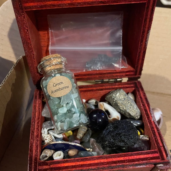 See Video! Mystery Treasure Chest Wooden Box Filled With Crystal ...