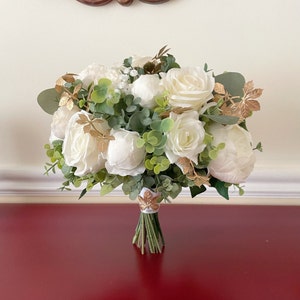 Ivory White & Greenery Bouquet Wedding Bouquetbridal - Etsy
