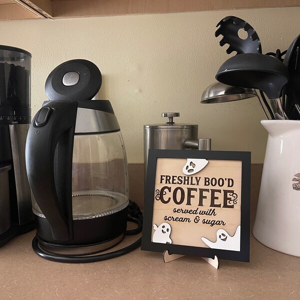 Freshly Boo’d Coffee Sign, Funny Halloween Sign, Coffee Sign, Halloween ...