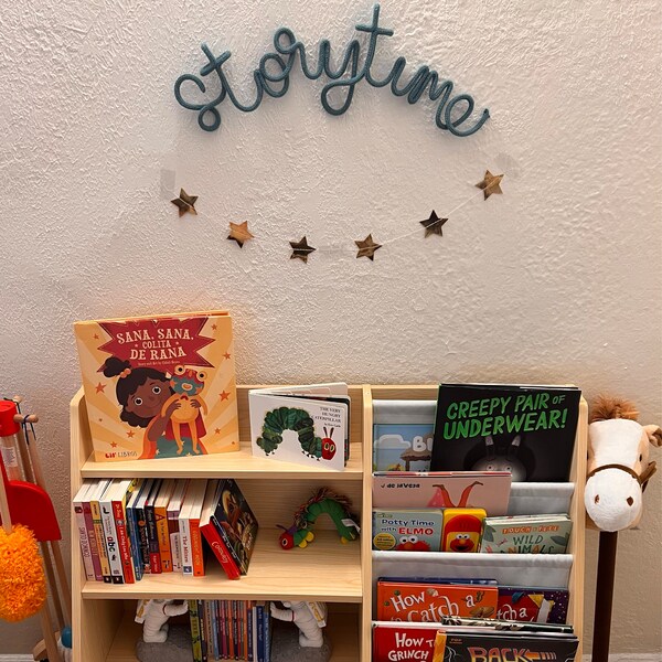 Storytime Knitted Wire Word Sign. Kids Who Love to Read Books. Story ...