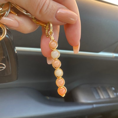 Crystal Keychain With Healing Stones, Gemstone Keychain Carnelian, Rose ...