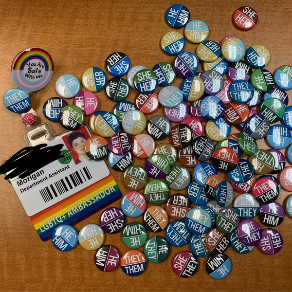 Bulk Pronoun Badges, Back to School Pronouns, Bulk Pronoun Pins (one ...