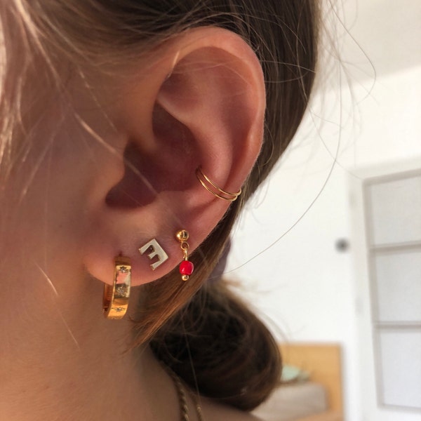 Double Conch Hoop, Gold Conch Piercing, Cartilage Earring, Helix ...
