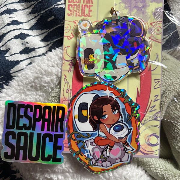 Portal 2 Glados Epoxy Glitter Keychain 2.5" Double Sided - Etsy