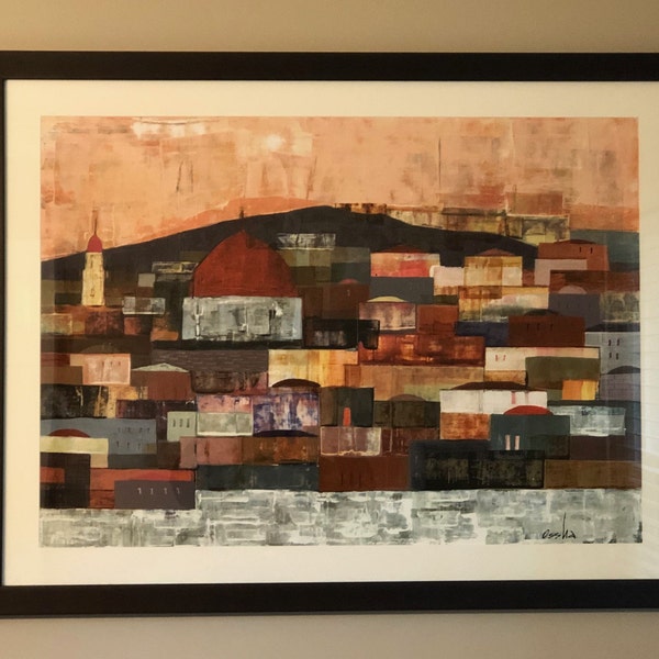 Old Street Wall Art Painting, Realistic Panoramic Scenery Urban Views ...