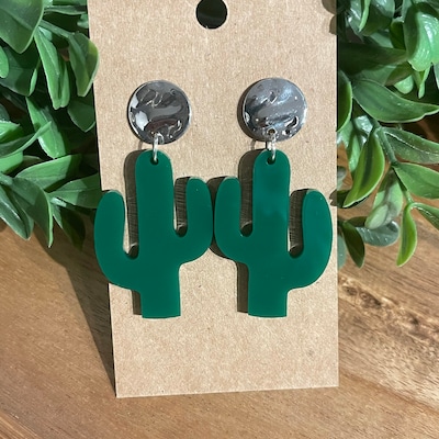 Cactus Earring Template Svg, Dxf, Eps, Png, Jpg, Faux Leather Cactus ...