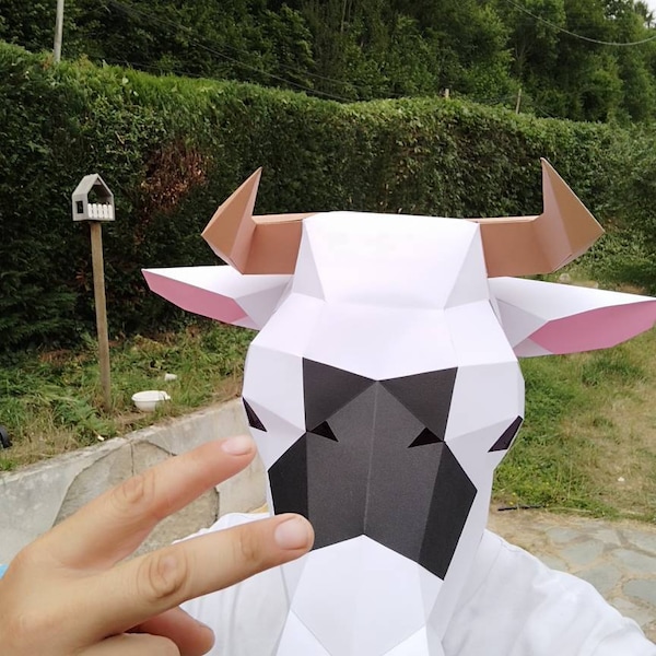 Cow Mask Template - DIY Animal Head, Halloween Mask, Instant Pdf ...
