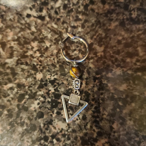 Silver Hoop Triangle Dangle Earring for Men- Mens Single Geometric ...