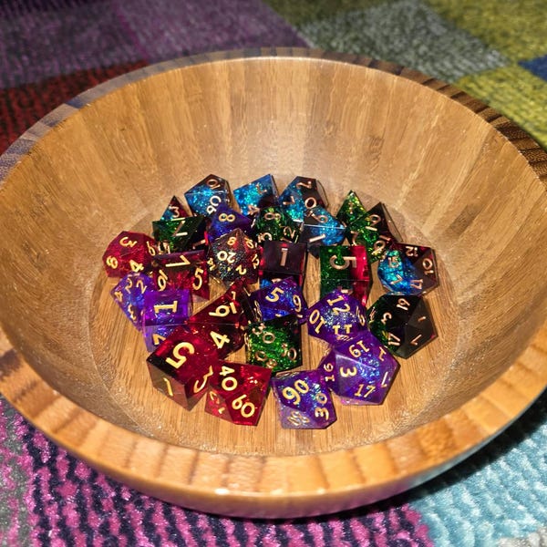 Full Set Handmade DND Resin Sharp Edge Dice Set, Lightning D&D Dice Set ...