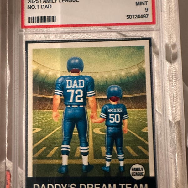 Retro Baseball No. 1 Dad Man & Kids Sitting Trading Card Style ...