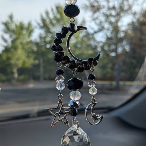 Crescent Moon Goddess Suncatcher Citrine Car Decor Celestial Moon Sun ...